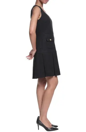 Karl Lagerfeld Textured Stretch A-line Dress - Black