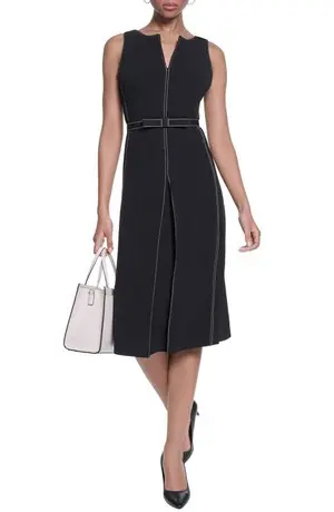 Karl Lagerfeld Sleeveless Scuba Crepe A-line Dress