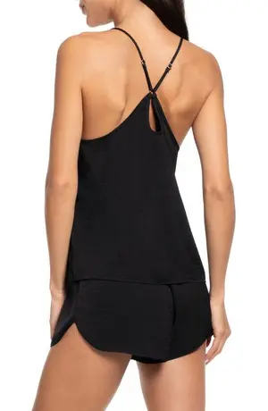 MIDNIGHT BAKERY Hammered Satin Camisole & Tap Shorts Pajamas