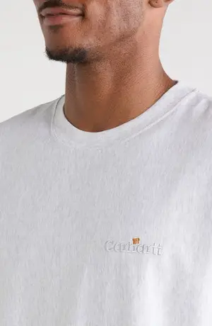 Carhartt Work In Progress Wip Label Embroidered Oversize Organic Cotton T-shirt - Ash Heather