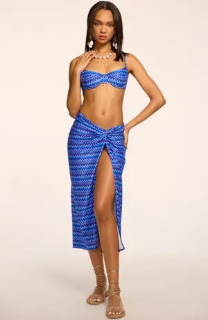 Ramy Brook Wave Xana Metallic Cover-up Skirt - Ocean Wave