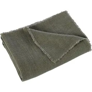 RENWIL Vernier Linen Throw Blanket - Olive