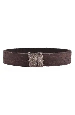 Armenta Leather And Diamond Bracelet - Brown/silver