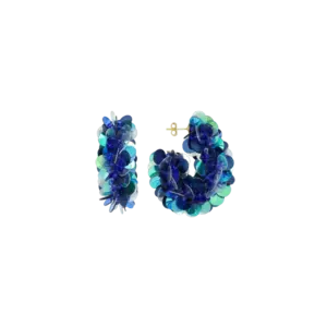 LOTT.GIOIELLI Sequin Oval Creole Statement Earrings - Blue