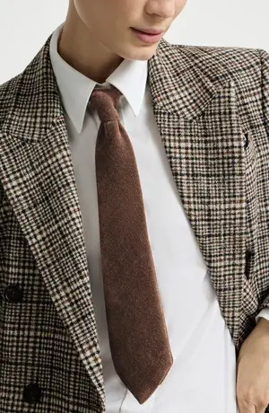 Brunello Cucinelli Fluid Corduroy Neck Tie - Cigar