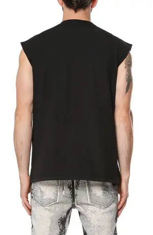 PURPLE BRAND Texture Jersey Sleeveless T-shirt - Black