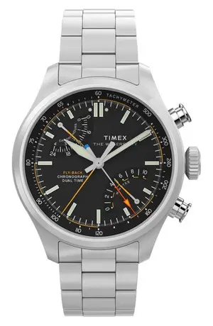 Timex® Waterbury Ace Fly-back Bracelet Watch - Silverone