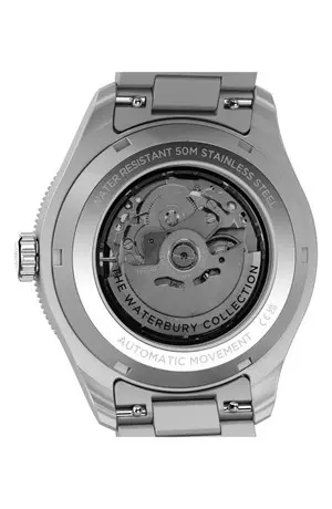 Timex® Waterbury Heritage Gmt Automatic Stainless Steel Bracelet Watch - Silverone