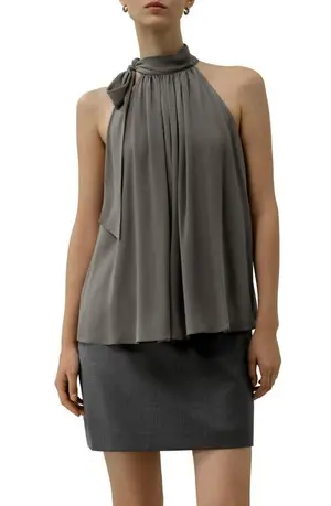 Lilysilk Silk Georgette Tie-neck Blouse - Dark Gray