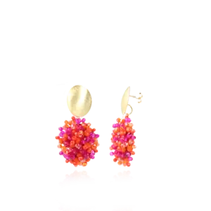 LOTT.GIOIELLI Oval Mixed Glassberry Earrings - Mixed Fushia
