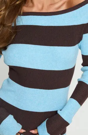 Princess Polly Ahani Striped Off-the-shoulder Sweater