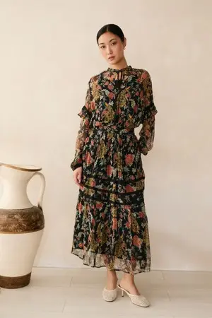 RAISHMA Renee Floral Viscose Shirt - Black
