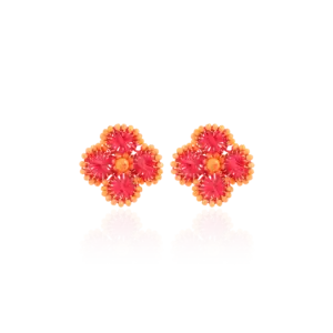 LOTT.GIOIELLI Silk Flower Statement Earrings - Fuchsia/orange