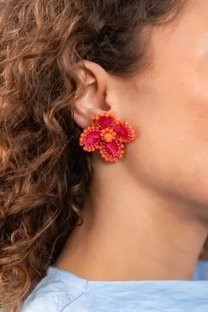 LOTT.GIOIELLI Silk Flower Statement Earrings