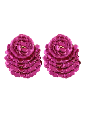LOTT.GIOIELLI Sequin Fan-shaped Flower Statement Earrings - Metallic Fuchsia