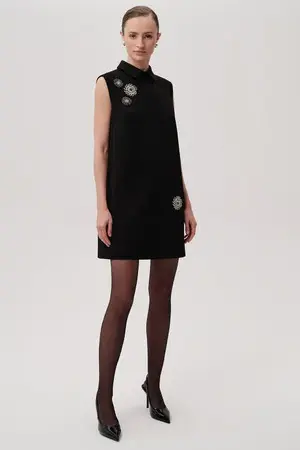 EXQUISE Sleeveless Shirt Collar Dress