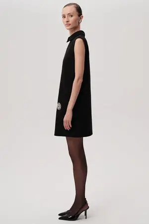 EXQUISE Sleeveless Shirt Collar Dress