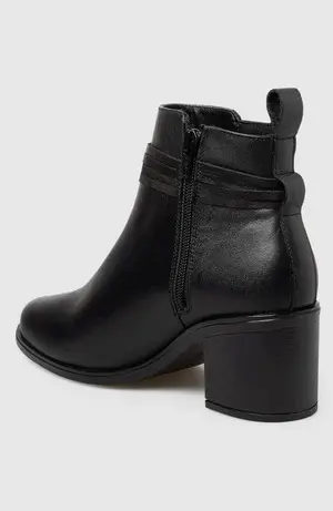 MANELA Aleck Block Heel Side Zip Ankle Bootie