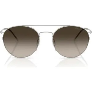 ARMANI Round Frame Sunglasses - Matte Silver/gradient Brown