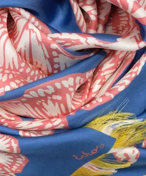 Echo Block Floral Oversized Silk Square - Chambray