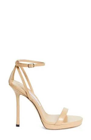 JIMMY CHOO Moza Ankle Strap Platform Sandal - Chai