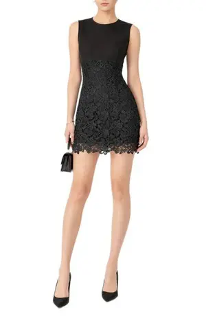 Endless Rose Mixed Media Minidress - Black