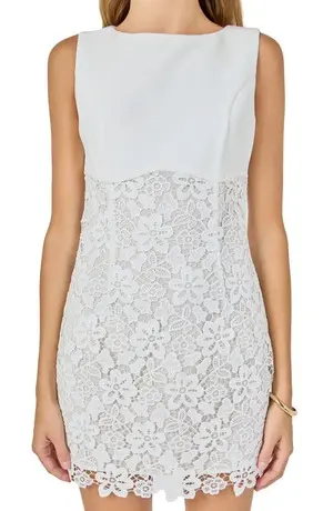 Endless Rose Mixed Media Lace Minidress - White