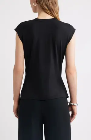 Nordstrom Draped Cap Sleeve Peplum Top - Black