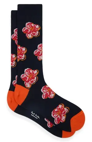 Paul Smith Zine Floral Dress Socks - Navy