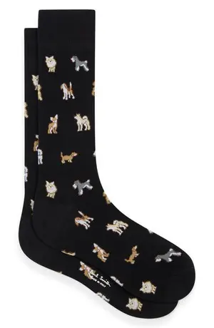 Paul Smith Kyoto Dog Intarsia Dress Socks - Black
