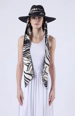 Eugenia Kim Cassidy Packable Straw Fedora With Scarf