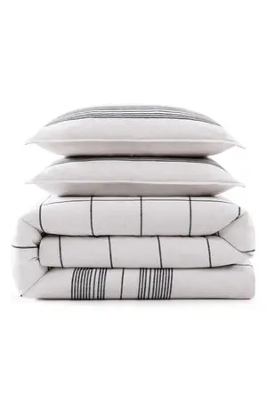 Tommy Hilfiger Brooklyn Heights Stripe Duvet Cover & Shams Set - White/grey