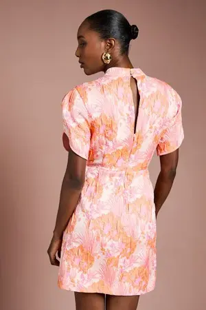 Coast Puff Sleeve Jacquard Mini Dress