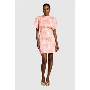 Coast Puff Sleeve Jacquard Mini Dress - Pink