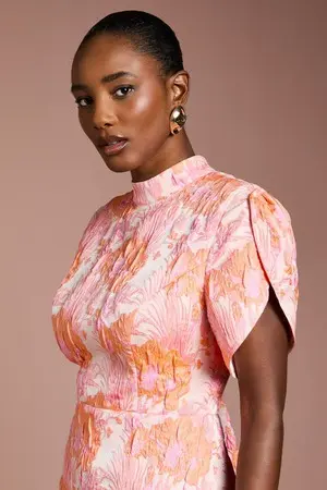 Coast Puff Sleeve Jacquard Mini Dress