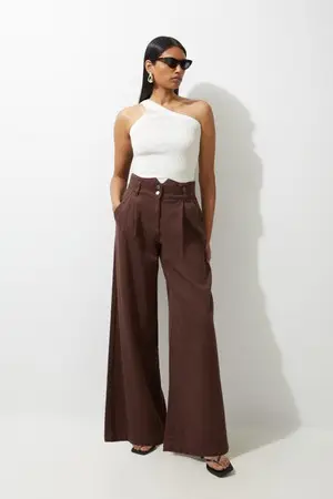 Karen Millen Wide Leg Denim Jeans - Chocolate