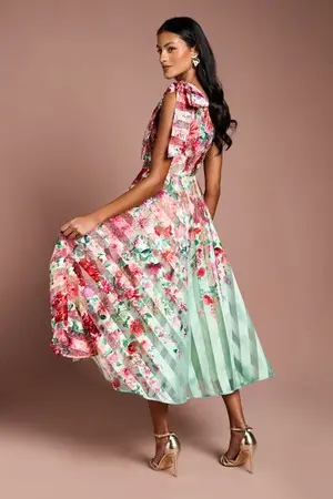 Coast Petite Organza One Shoulder Midi Dress With Bow Detail