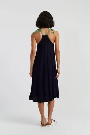 Chinti & Parker Cotton Cherry Tie Strap Swing Dress