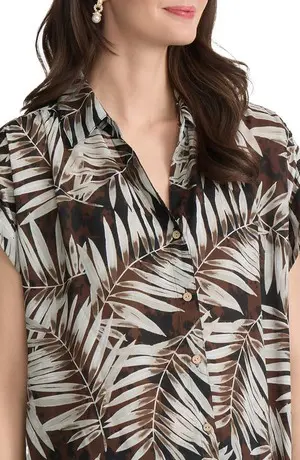 Jones New York Tropical Print Dolman Sleeve Shirt