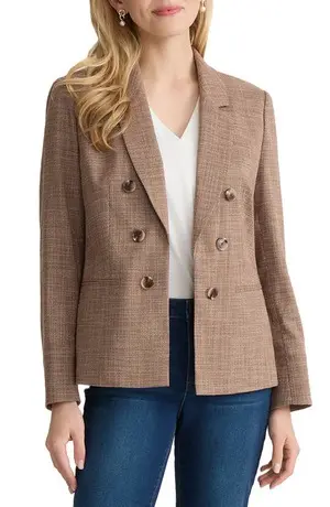 Jones New York Faux Double Breasted Blazer - Fudge Multi
