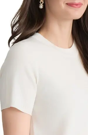 Jones New York Short Sleeve Ribbed Sweater