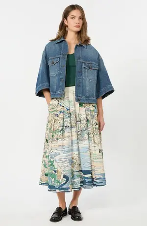 Max Mara Cotton Pleated Midi Skirt
