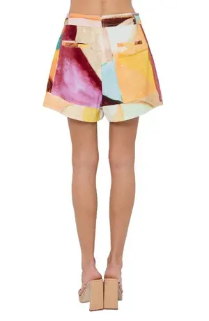 CIEBON Abstract Print Faux-wrap Skort