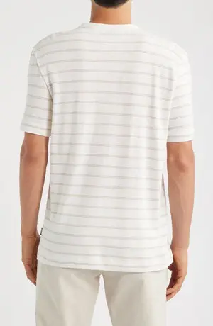 BOSS Taut Stripe Linen & Cotton T-shirt - Natural