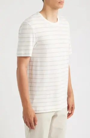 BOSS Taut Stripe Linen & Cotton T-shirt - Natural