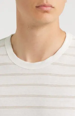 BOSS Taut Stripe Linen & Cotton T-shirt - Natural