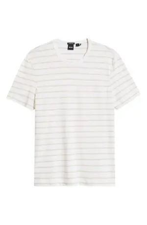 BOSS Taut Stripe Linen & Cotton T-shirt - Natural