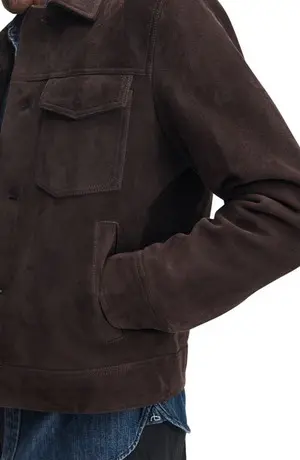 Rag & Bone Suede Trucker Jacket - Brown