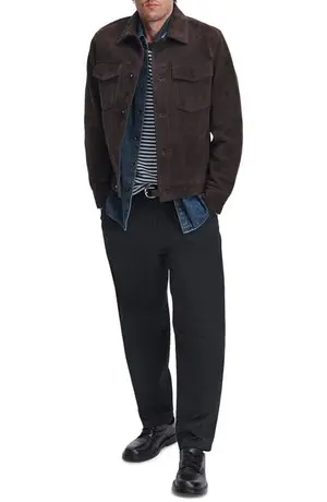 Rag & Bone Suede Trucker Jacket - Brown