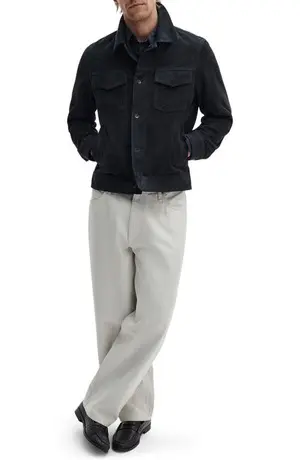 Rag & Bone Suede Trucker Jacket - Navy
